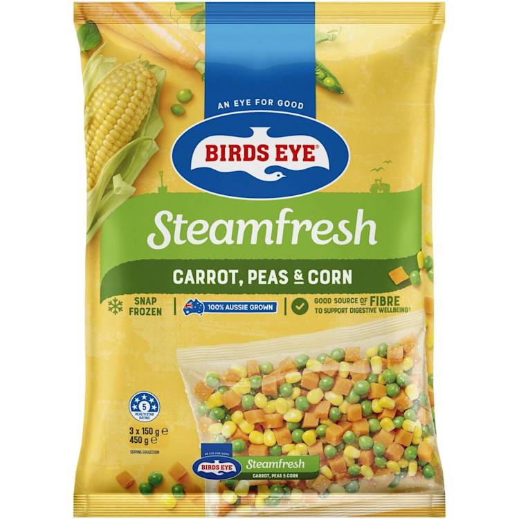 Birds Eye Steam Fresh Peas Corn Carrot Mix 450g | IGA Shop Online