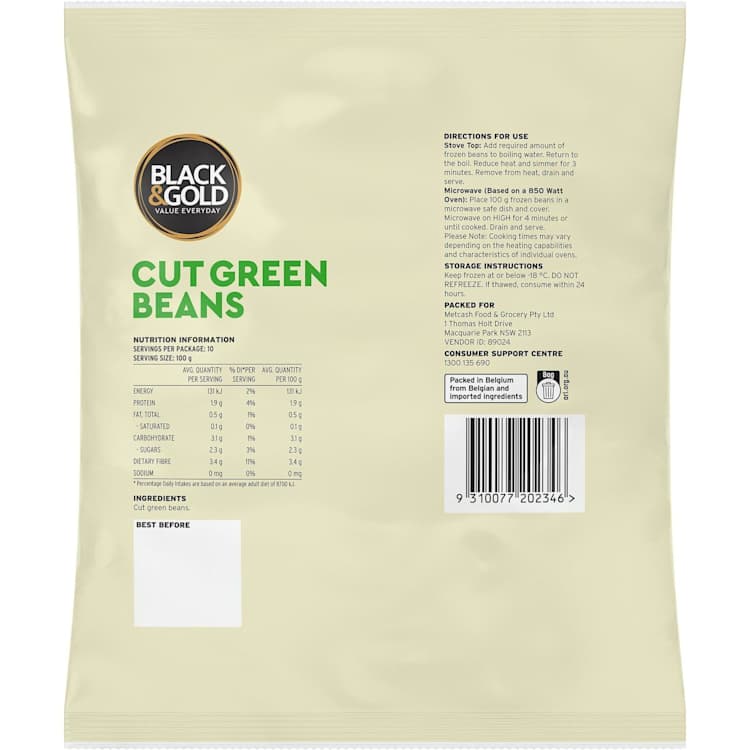Black & Gold Cut Beans 1kg | IGA Shop Online
