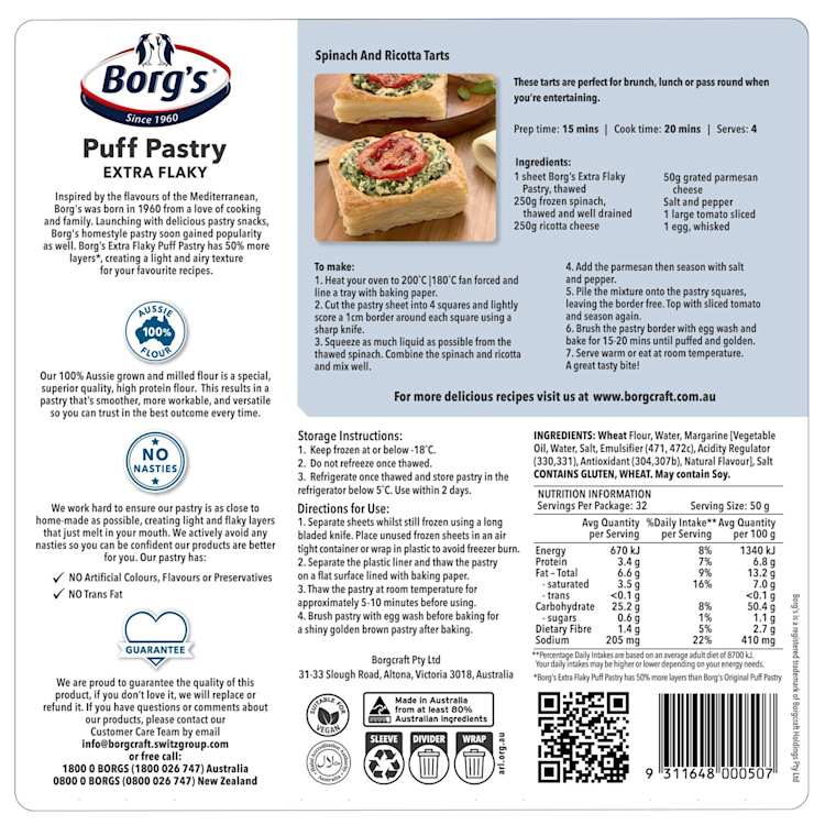 Borg's Puff Pastry Extra Flakey 1.6kg | IGA Shop Online