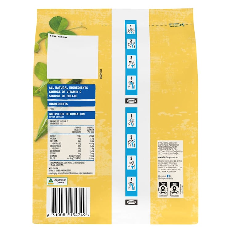 Birds Eye Baby Peas 825g | IGA Shop Online