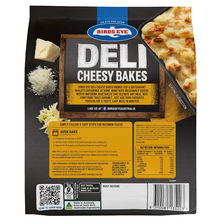 Birds Eye Deli Cheesy Bakes Three Cauliflower Bake 600g | IGA Shop Online