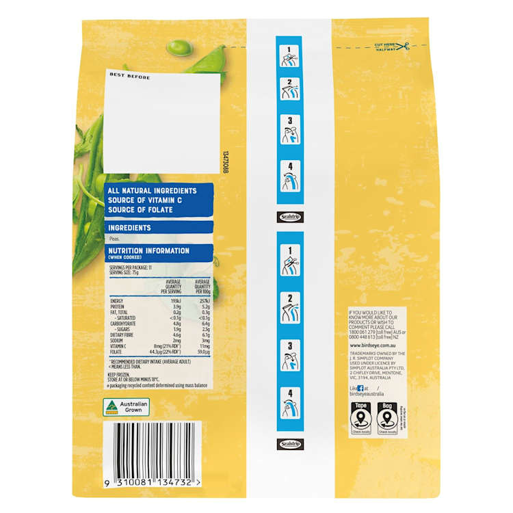 Birds Eye Garden Baby Peas 825g | IGA Shop Online