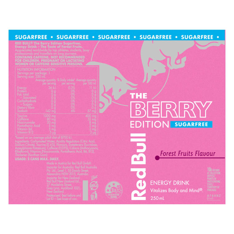 Red Bull Energy Drink Berry Sugar Free Edition 250mL | IGA Shop Online