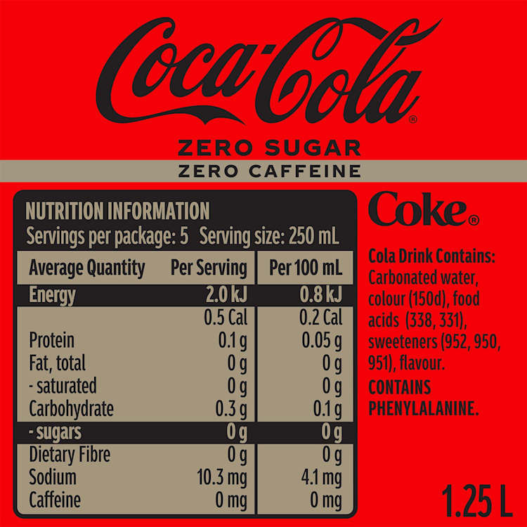 coke zero fat content