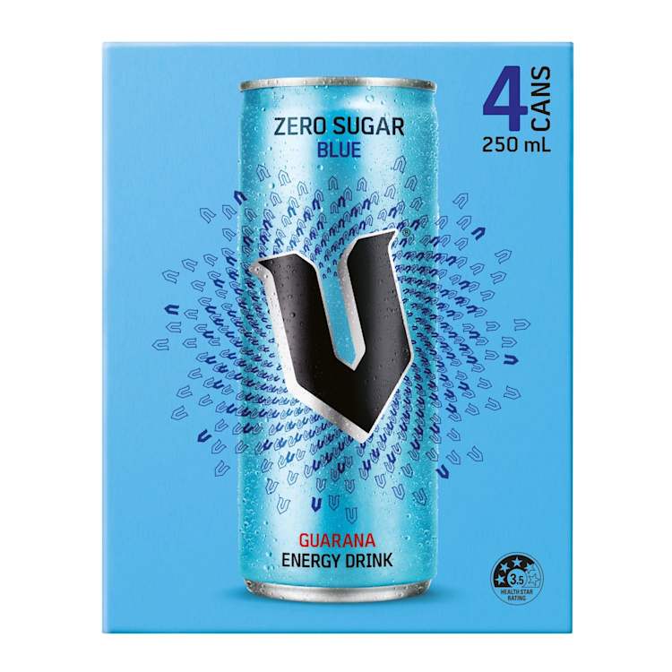 V Guarana Energy Drink Sugarfree Blue 4 Pack | IGA Shop Online