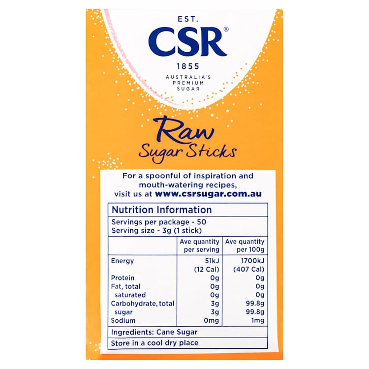 CSR Raw Sugar Sticks 150g | IGA Shop Online