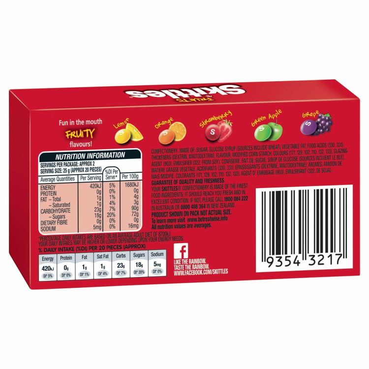 skittles packet back