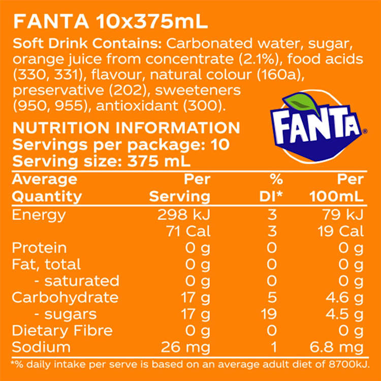 Fanta Orange Soft Drink Multipack Cans | IGA Shop Online