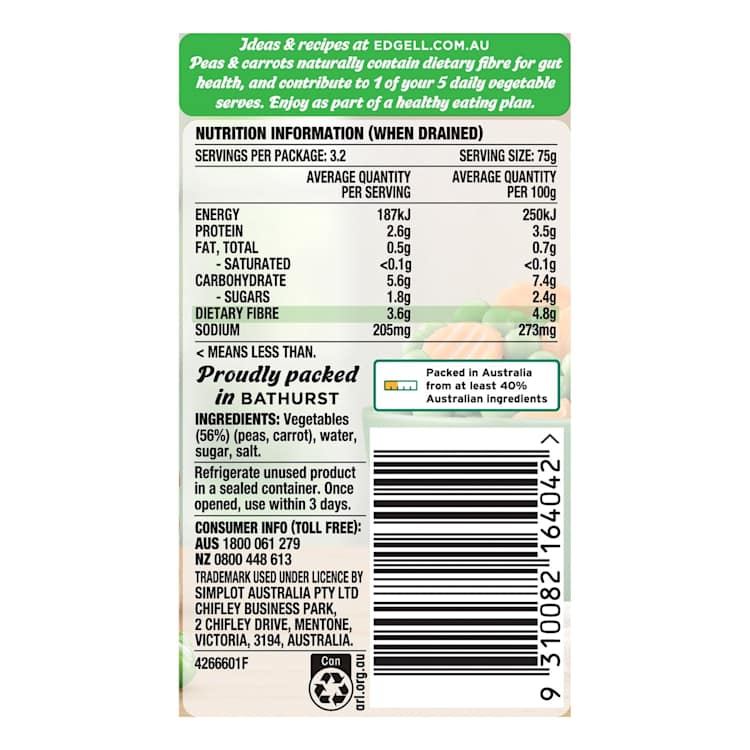 Edgell Peas & Carrots 420g | IGA Shop Online