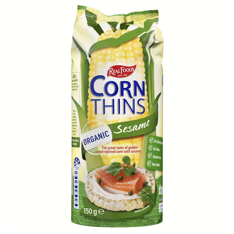 Real Foods Corn Thins Sesame 150g | IGA Shop Online
