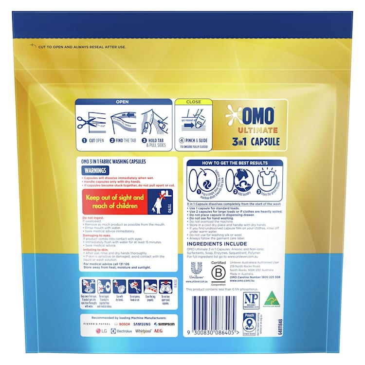 OMO Laundry Capsules Ultimate Sensitive 28 Pack | IGA Shop Online