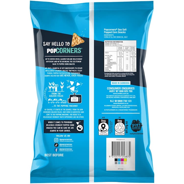 Popcorners Popcorn Chips Sea Salt 130g | IGA Shop Online